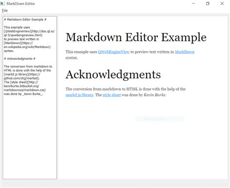 webengine markdown editor example qt webengine 5 15 9