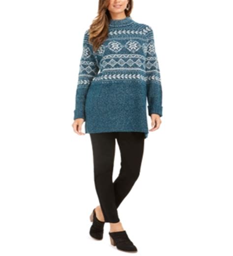 Styleandco Womens Fair Isle Tunic Sweater Extra Large Green For Sale