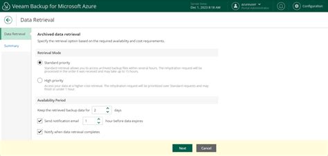 retrieving data from archive veeam backup for microsoft azure guide