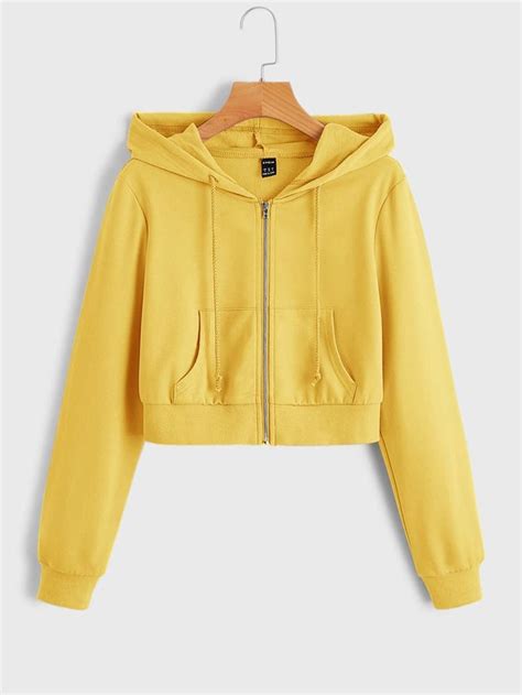 Shein Zip Up Hooded Crop Sweatshirt Artofit
