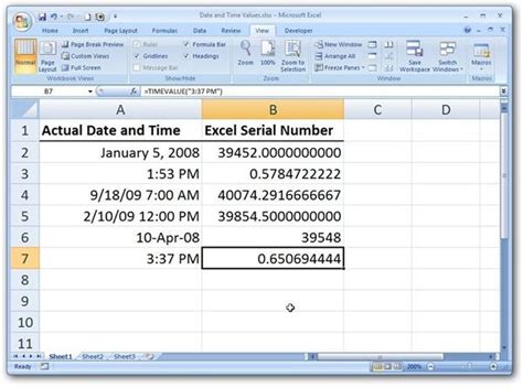 how to switch between excel serial numbers and real date and time values