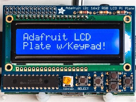 adafruit ada 1115 raspberry pi用i2c接続のlcdキット 青地・白文字