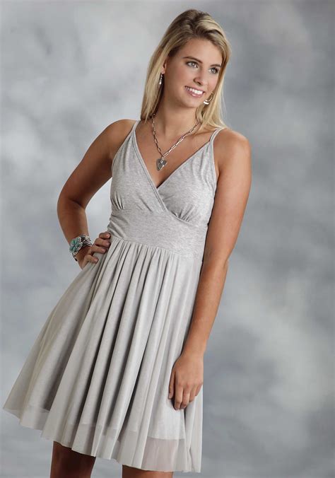 Roper® Grey Heather Jersey Spaghetti Strap Mesh Western Sundress