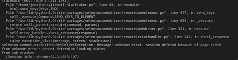 python selenium session deleted because of page crash from unknown