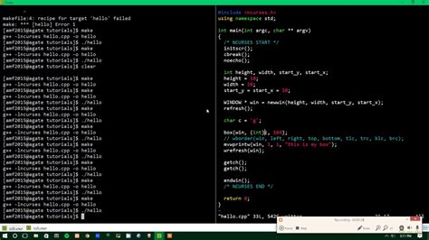 ncurses tutorial 3 borders and environment options cbreak raw