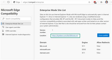 enable ie mode and use a site list in edge chromium with microsoft