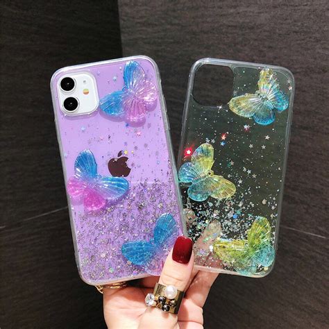เคสโทรศัพท์กลิตเตอร์รูปผีเสื้อดาวฟอยล์กากเพชรระยิบระยับหรูหราสำหรับ