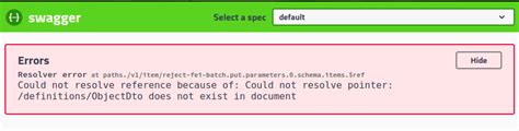 java swagger resolver error could not resolve pointer stack overflow