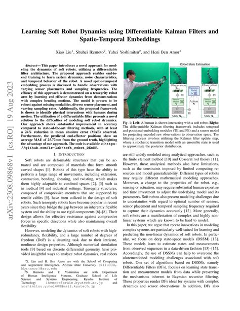 pdf learning soft robot dynamics using differentiable kalman filters