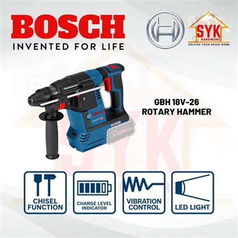 Syk Bosch Combo Value Pack Set Gbh 18v 26 Cordless Rotary Hammer Gws