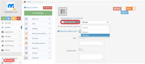 submenu mobiroller knowledge base