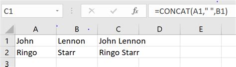 concat function in excel join the contents of two