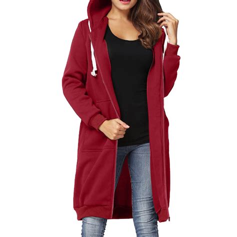 Mixfeer New Fashion Women Hoodie Long Hooded Sweatshirts Coat Casual