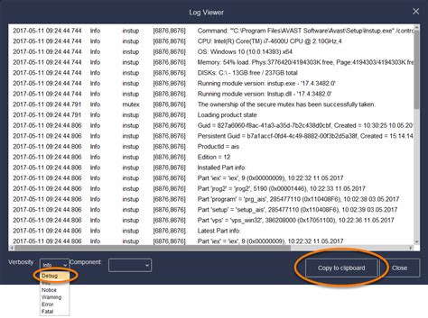 how to access the setup log file avast