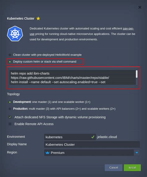 kubernetes cluster with automated scaling and pay per use
