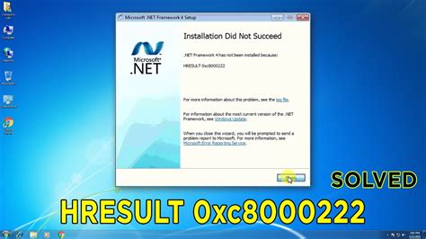 [solved] hresult 0xc8000222 installation did not succeed dot net