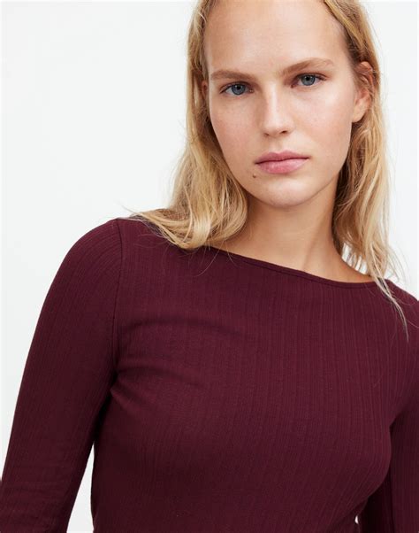 Ribbed Long Sleeve Boatneck Top Madewell