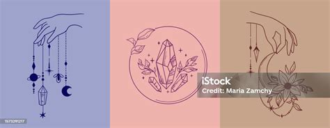 Kit Clip Art Vektor Mistisisme Template Logo Celestial Simbol Atau Ikon