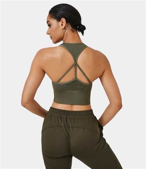 Womens Seamless Flow Medium Support Racerback T Back Workout Sports