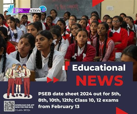 Pseb Date Sheet 2024 Out For 5th 8th 10th 12th Class 10 12 Exams