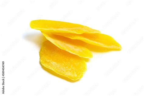 Dehydrated Mango Slices Isolated On White Background Dry Candied Mango