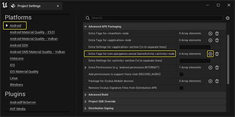 how to use android manifest control in unreal engine projects unreal