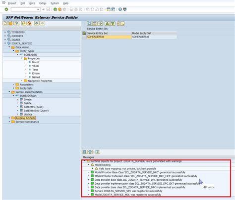 display messages in odata header response while success and update and