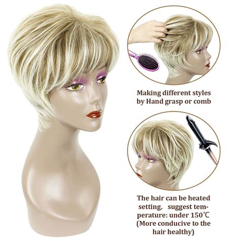 Phocas Short Blonde Wigs For White Women Highlight Layered Pixie Cut