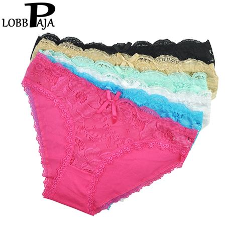 Lobbpaja 6 Pcs Lot Women Underwear Cotton Sexy Lace Low Waist Panties