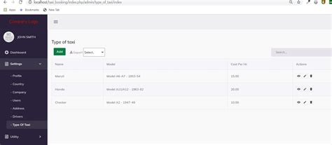 online taxi booking management system in php mysql codeigniter