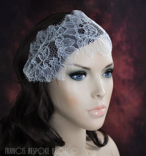 White Juliet Cap Hairband Lace Boho Wedding Bridalhead Wrap Delicate