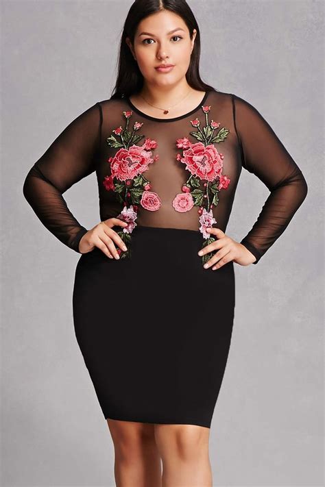 Forever 21 A Bodycon Dress Featuring A Sheer Mesh Top Design With A