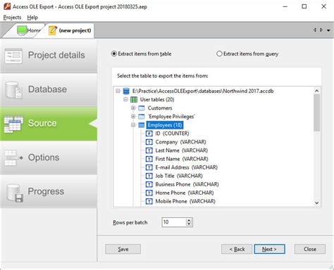 access ole export product walkthrough