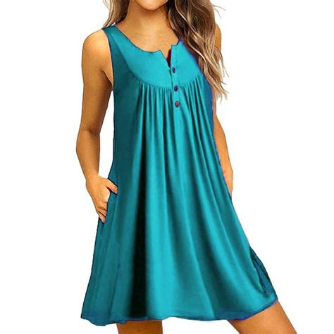 Cheap Women Casual Sexy V Neck Party Dresses Sleeveless Ruffles Tank