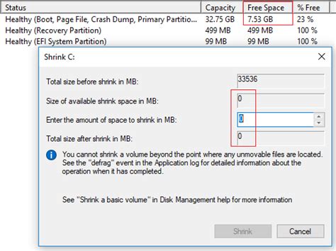 Solution Cant Shrink Volume Partition On Windows 10