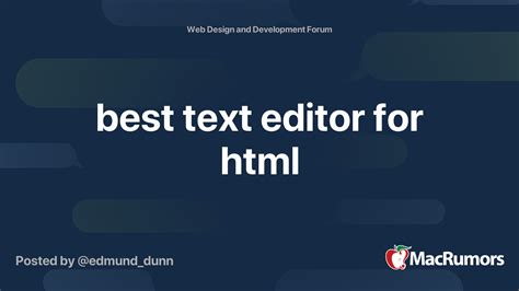 best text editor for html macrumors forums