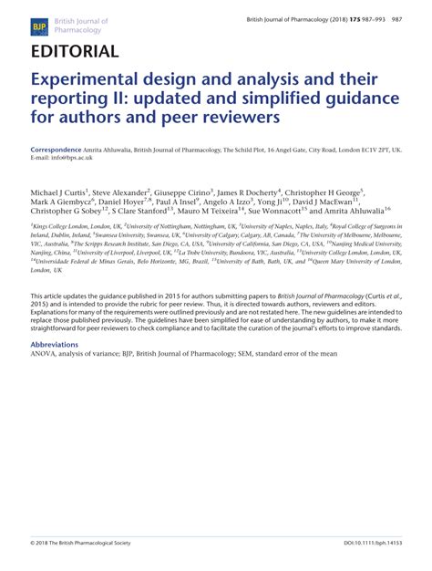 Pdf Experimental Design And Analysis And Their Reporting Ii Updated