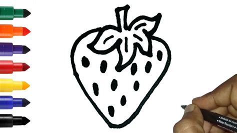 How To Draw A Strawberry Easy Easy Strawberry Drawing Tutorial For