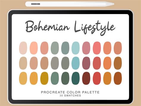 Bohemian Procreate Color Palette Ipad Procreate Illustration Color
