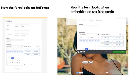 wix embedding is cropped when using an appointment element