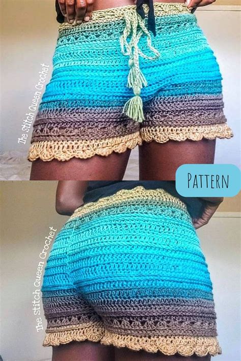Crochet Pattern High Waisted Boho Shorts For Women Etsy Crochet