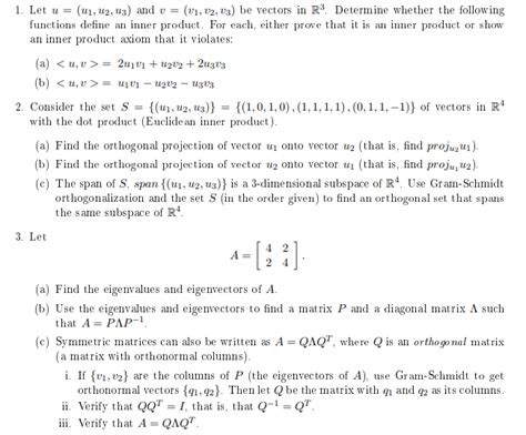 solved 1 let u1 u2 u and v1 12 u3 be vectors in r3