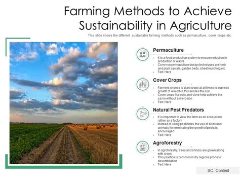 Farming Methods To Achieve Sustainability In Agriculture Presentation