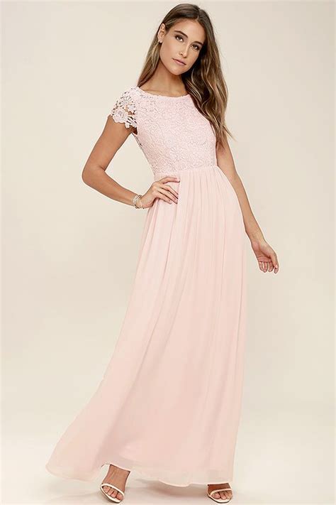 The Greatest Blush Pink Lace Maxi Dress Pink Lace Maxi Dress Modest