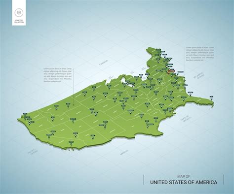 Premium Vector Stylized Map Of United States Of America Isometric 3d