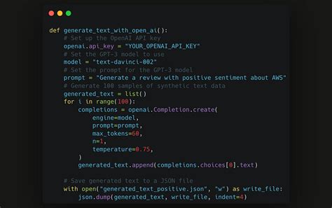 generating synthetic data for sentiment analysis using python and gpt 3