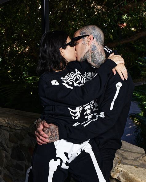 Kourtney Kardashian Shares Steamy Kiss With Travis Barker In Matching