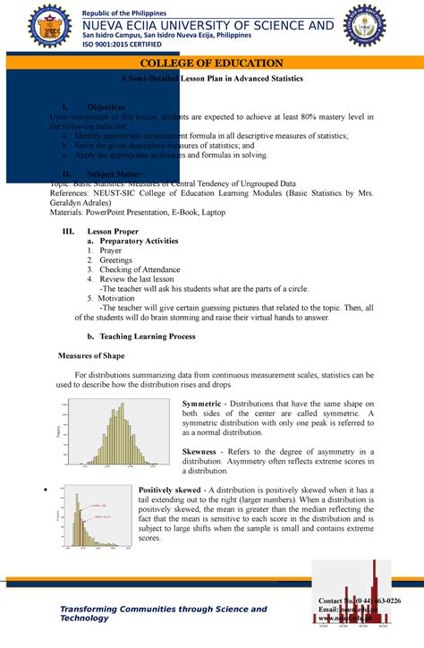 Semi Detailed Lesson Plan In Basis Statistics Ccc A Semi Detailed Hot