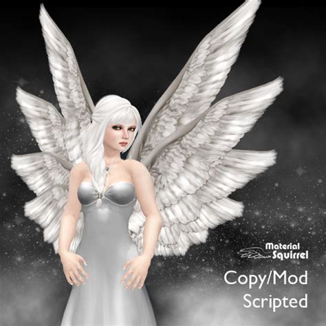 Second Life Marketplace Israfiel Grey Angel Wings Flexi Scripted Wings