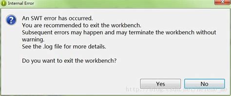 unhandled event loop exception eclipse an error has occurred see the